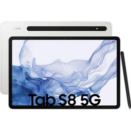 Samsung Galaxy Tab S8 5G Tablet (11", 128 GB, Android, 5G), silberfarben