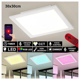 etc-shop LED Panel, Smart Home RGB LED Decken Panel FERNBEDIENUNG Tageslicht Lampe App Sprachsteuerung LeuchtenDirekt 16480-16