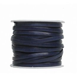 Ensuite Bastelnaturmaterial Ziegenleder Lederband dunkelblau Kanten schwarz gefärbt 25 m / 5 mm