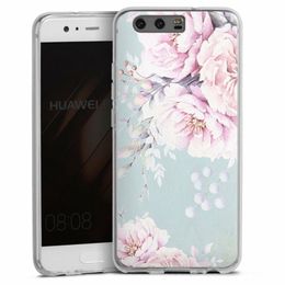 DeinDesign Handyhülle Blume Pastell Wasserfarbe Watercolour Flower, Huawei P10 Silikon Hülle Bumper Case Handy Schutzhülle, weiß, transparent