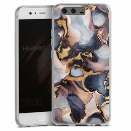 DeinDesign Handyhülle Marmor Elisabeth Fredriksson Farbverlauf Dreamy Ink Grey Gold Print, Huawei P10 Silikon Hülle Bumper Case Handy Schutzhülle