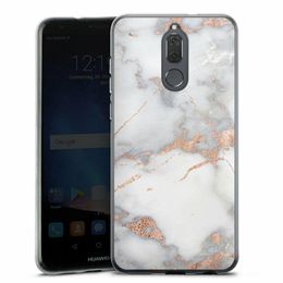 DeinDesign Handyhülle Gold Marmor Glitzer Look White and Golden Marble Look, Huawei Mate 10 lite Silikon Hülle Bumper Case Handy Schutzhülle, weiß
