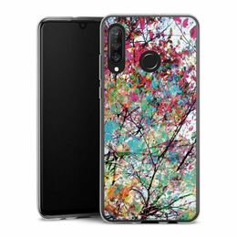 DeinDesign Handyhülle Malerei Blätter Kunst Autumn8, Huawei P30 Lite Silikon Hülle Bumper Case Handy Schutzhülle, weiß, transparent