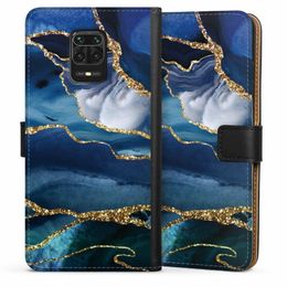 DeinDesign Handyhülle Blue Marble Gold Glitter Look, Hülle, Handy Flip Case, Wallet Cover, Handytasche Leder Marmor Blau Gold & Kupfer, schwarz