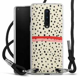 DeinDesign Handyhülle Punkte Streifen Kunst Crazy Life Art 02, OnePlus 8 Handykette Hülle mit Band Case zum Umhängen Cover mit Kette, weiß
