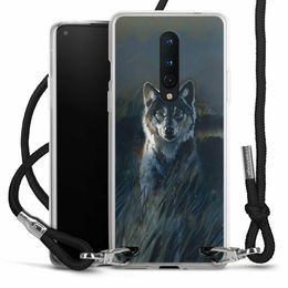 DeinDesign Handyhülle Wolf Natur Malerei Wolf 2, OnePlus 8 Handykette Hülle mit Band Case zum Umhängen Cover mit Kette, weiß