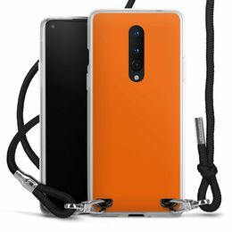 DeinDesign Handyhülle einfarbig orange Farbe Mandarine, OnePlus 8 Handykette Hülle mit Band Case zum Umhängen Cover mit Kette, weiß