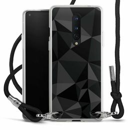 DeinDesign Handyhülle Geometric Muster Abstrakt Polygon Pattern Black, OnePlus 8 Handykette Hülle mit Band Case zum Umhängen Cover mit Kette, weiß