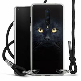 DeinDesign Handyhülle Katze Auge schwarz Tom Cat, OnePlus 8 Handykette Hülle mit Band Case zum Umhängen Cover mit Kette, weiß