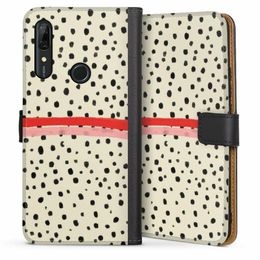 DeinDesign Handyhülle Punkte Streifen Kunst Crazy Life Art 02, Huawei P Smart Z Hülle Handy Flip Case Wallet Cover Handytasche Leder, schwarz