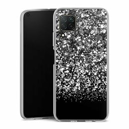 DeinDesign Handyhülle Glitzer Look Schneeflocken Muster Snow Fall Glitter Look, Huawei P40 Lite Silikon Hülle Bumper Case Handy Schutzhülle, weiß