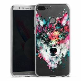 DeinDesign Handyhülle Riza Peker Wolf bunt Wolve ohne Hintergrund, Huawei Honor 9 Lite Silikon Hülle Bumper Case Handy Schutzhülle, weiß, transparent