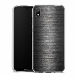 DeinDesign Handyhülle Metallic Look Metal Anthrazit Metal Look - Anthrazit, Huawei Y5 (2019) Silikon Hülle Bumper Case Handy Schutzhülle, weiß