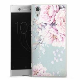 DeinDesign Handyhülle Blume Pastell Wasserfarbe Watercolour Flower, Sony Xperia XA 1 Silikon Hülle Bumper Case Handy Schutzhülle, weiß