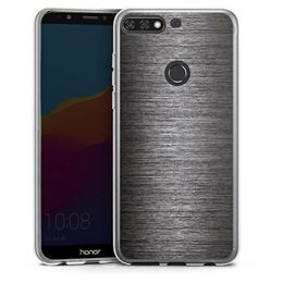 DeinDesign Handyhülle Metallic Look Metal Anthrazit Metal Look - Anthrazit, Huawei Y7 (2018) Silikon Hülle Bumper Case Handy Schutzhülle, weiß
