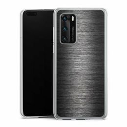 DeinDesign Handyhülle Metallic Look Metal Anthrazit Metal Look - Anthrazit, Huawei P40 Silikon Hülle Bumper Case Handy Schutzhülle, weiß, transparent