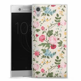 DeinDesign Handyhülle Vintage Ornamente Blumen Vintage Beauty, Sony Xperia XA 1 Silikon Hülle Bumper Case Handy Schutzhülle, weiß, transparent