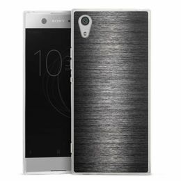 DeinDesign Handyhülle Metallic Look Metal Anthrazit Metal Look - Anthrazit, Sony Xperia XA 1 Silikon Hülle Bumper Case Handy Schutzhülle, weiß