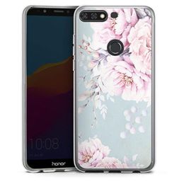 DeinDesign Handyhülle Blume Pastell Wasserfarbe Watercolour Flower, Huawei Y7 (2018) Silikon Hülle Bumper Case Handy Schutzhülle, weiß