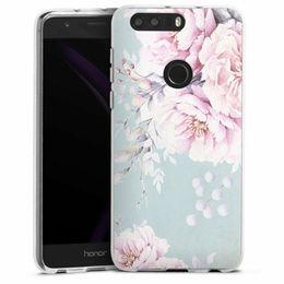 DeinDesign Handyhülle Blume Pastell Wasserfarbe Watercolour Flower, Huawei Honor 8 Silikon Hülle Bumper Case Handy Schutzhülle, weiß, transparent