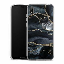DeinDesign Handyhülle Glitzer Look Marmor Trends Dark marble gold Glitter look, Huawei Y5 (2019) Silikon Hülle Bumper Case Handy Schutzhülle, weiß