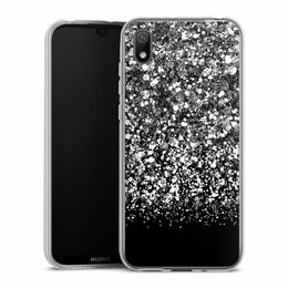 DeinDesign Handyhülle Glitzer Look Schneeflocken Muster Snow Fall Glitter Look, Huawei Y5 (2019) Silikon Hülle Bumper Case Handy Schutzhülle, weiß