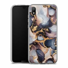 DeinDesign Handyhülle Marmor Elisabeth Fredriksson Farbverlauf Dreamy Ink Grey Gold Print, Huawei Y5 (2019) Silikon Hülle Bumper Case Handy Schutzhüll