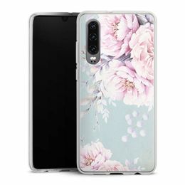 DeinDesign Handyhülle Blume Pastell Wasserfarbe Watercolour Flower, Huawei P30 Silikon Hülle Bumper Case Handy Schutzhülle, weiß, transparent