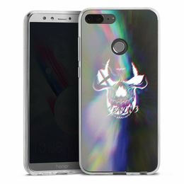 DeinDesign Handyhülle Totenkopf Moji Youtube Glitch Skull, Huawei Honor 9 Lite Silikon Hülle Bumper Case Handy Schutzhülle, weiß, Moji Glitch Skull