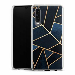 DeinDesign Handyhülle Elisabeth Fredriksson Dreiecke Abstrakt Navy Stone Gold Print, Huawei P30 Silikon Hülle Bumper Case Handy Schutzhülle, weiß