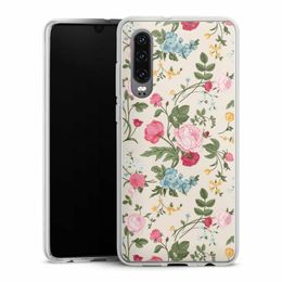 DeinDesign Handyhülle Vintage Ornamente Blumen Vintage Beauty, Huawei P30 Silikon Hülle Bumper Case Handy Schutzhülle, weiß, transparent