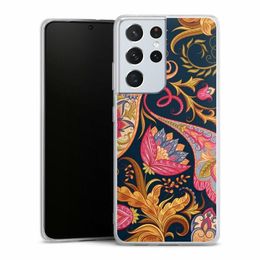 DeinDesign Handyhülle Muster Ornamente Mandala Floral Autumn 1, Samsung Galaxy S21 Ultra 5G Silikon Hülle Bumper Case Smartphone Cover, weiß