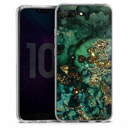 DeinDesign Handyhülle Marmor Glitzer Look Muster Cyan Glitter Marble Look, Huawei Honor 10 Silikon Hülle Bumper Case Handy Schutzhülle, weiß
