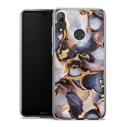 DeinDesign Handyhülle Marmor Elisabeth Fredriksson Farbverlauf Dreamy Ink Grey Gold Print, Huawei Y7 (2019) Silikon Hülle Bumper Case Handy Schutzhüll