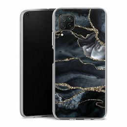 DeinDesign Handyhülle Glitzer Look Marmor Trends Dark marble gold Glitter look, Huawei P40 Lite Silikon Hülle Bumper Case Handy Schutzhülle, weiß