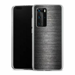 DeinDesign Handyhülle Metallic Look Metal Anthrazit Metal Look - Anthrazit, Huawei P40 Pro Silikon Hülle Bumper Case Handy Schutzhülle, weiß