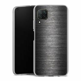 DeinDesign Handyhülle Metallic Look Metal Anthrazit Metal Look - Anthrazit, Huawei P40 Lite Silikon Hülle Bumper Case Handy Schutzhülle, weiß