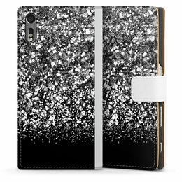 DeinDesign Handyhülle Glitzer Look Schneeflocken Muster Snow Fall Glitter Look, Sony Xperia XZ Hülle Handy Flip Case Wallet Cover Handytasche Leder