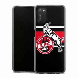 DeinDesign Handyhülle 1. FC Köln Offizielles Lizenzprodukt Colour Stripes 1.FC, Samsung Galaxy A03s Silikon Hülle Bumper Case Handy Schutzhülle, weiß