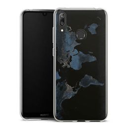 DeinDesign Handyhülle Weltkarte Landkarte Nacht Nightlight Worldmap, Huawei Y7 (2019) Silikon Hülle Bumper Case Handy Schutzhülle, weiß, transparent