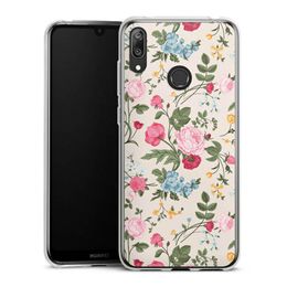 DeinDesign Handyhülle Vintage Ornamente Blumen Vintage Beauty, Huawei Y7 (2019) Silikon Hülle Bumper Case Handy Schutzhülle, weiß, transparent