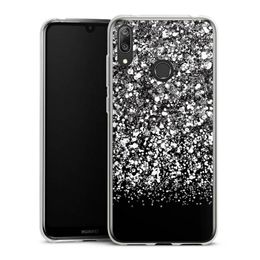 DeinDesign Handyhülle Glitzer Look Schneeflocken Muster Snow Fall Glitter Look, Huawei Y7 (2019) Silikon Hülle Bumper Case Handy Schutzhülle, weiß