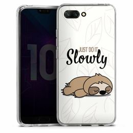 DeinDesign Handyhülle Tiere Faultier lazy sunday Just Do It Slowly Sloth, Huawei Honor 10 Silikon Hülle Bumper Case Handy Schutzhülle, weiß