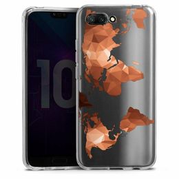 DeinDesign Handyhülle Weltkarte Landkarte Bronze Worldmap Triangle ohne Hintergrund, Huawei Honor 10 Silikon Hülle Bumper Case Handy Schutzhülle, weiß