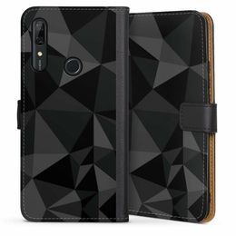 DeinDesign Handyhülle Geometric Muster Abstrakt Polygon Pattern Black, Huawei P Smart Z Hülle Handy Flip Case Wallet Cover Handytasche Leder, schwarz
