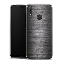 DeinDesign Handyhülle Metallic Look Metal Anthrazit Metal Look - Anthrazit, Huawei Y7 (2019) Silikon Hülle Bumper Case Handy Schutzhülle, weiß