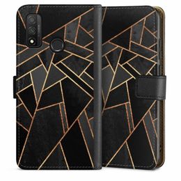 DeinDesign Handyhülle Dreiecke Muster Elisabeth Fredriksson Black Night Gold Print, Huawei P Smart (2020) Hülle Handy Flip Case Wallet Cover, schwarz