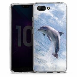DeinDesign Handyhülle Delfine Meer Wal Springender Delphin, Huawei Honor 10 Silikon Hülle Bumper Case Handy Schutzhülle, weiß, transparent