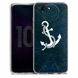 DeinDesign Handyhülle Anker Landkarte Segeln Sailors Style, Huawei Honor 10 Silikon Hülle Bumper Case Handy Schutzhülle, weiß, transparent