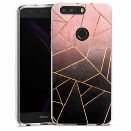 DeinDesign Handyhülle Farbverlauf Geometric Gold & Kupfer Pink And Black Stone Gold Print, Huawei Honor 8 Silikon Hülle Bumper Case Handy Schutzhülle